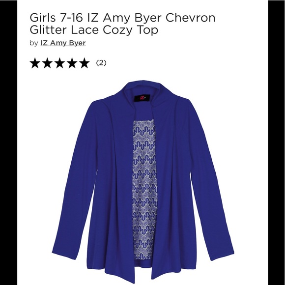Iz Byer | Shirts & Tops | Royal Blue Glitter Lace Cardigan Top 78 ...